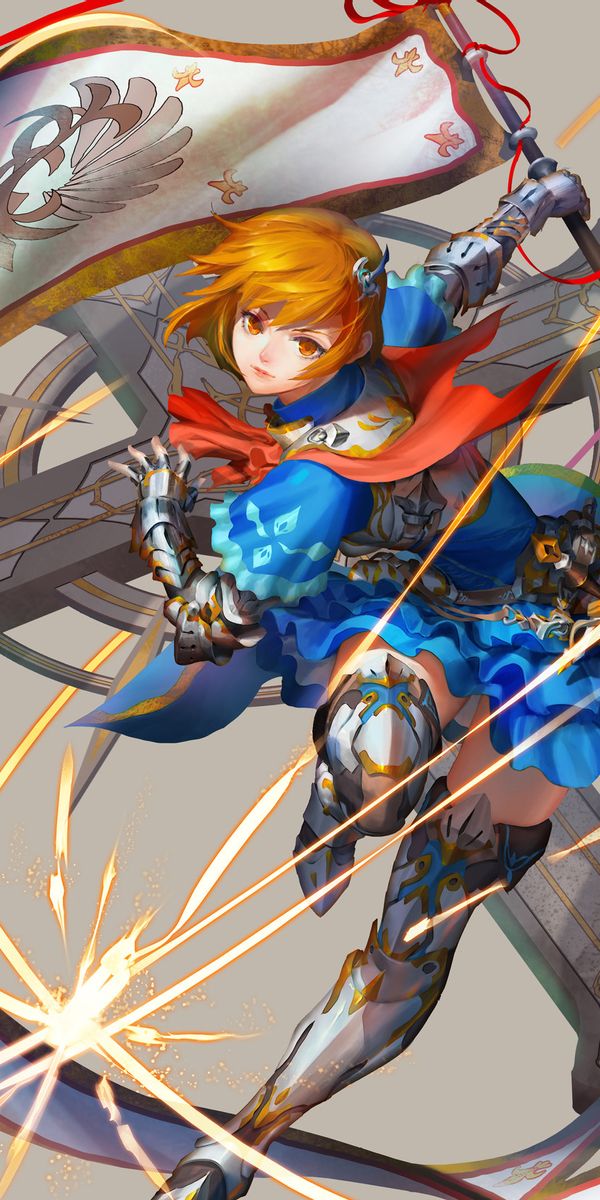 Desktop wallpaper: Fantasy, Knight, Banner, Cross, Joan Of Arc, Orange ...