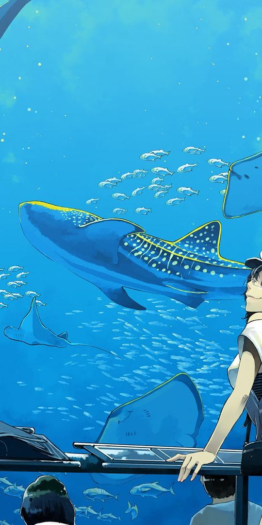 Papel De Parede Para Celular Anime Água Arraia Aquário Peixe