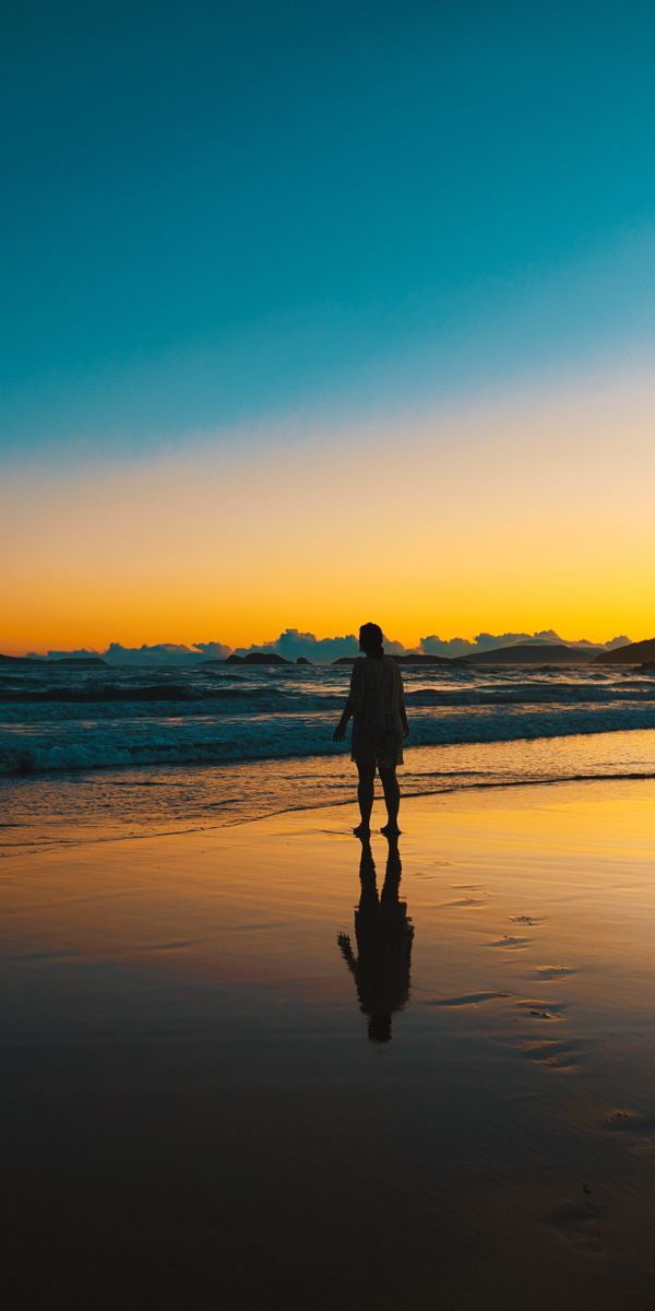 Desktop wallpaper: Dark, Alone, Sunset, Beach, Silhouette, Loneliness ...