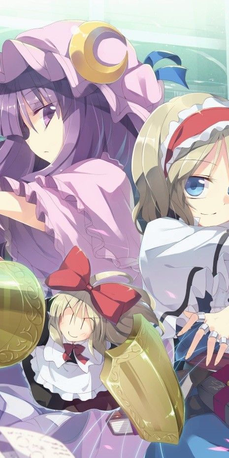 Phone wallpaper: Chibi, Anime, Touhou, Alice Margatroid, Blonde, Blue ...