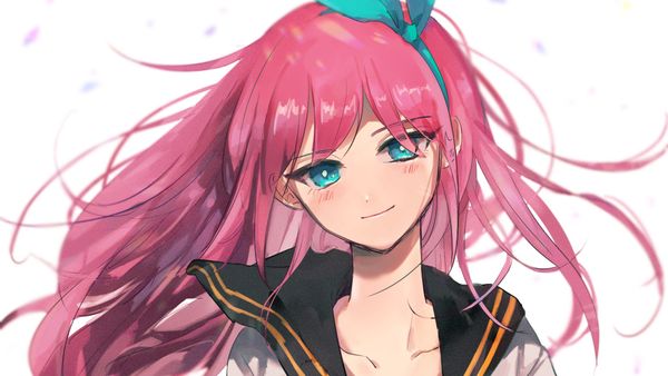 Fond d'écran HD: Le Sourire, Yeux Bleus, Cheveux Roses, Jeux Vidéo ...