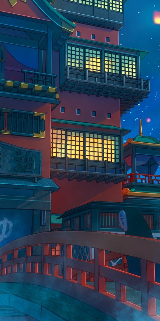 Desktop wallpaper: Building, Spirited Away, Anime, Night 4K free ...