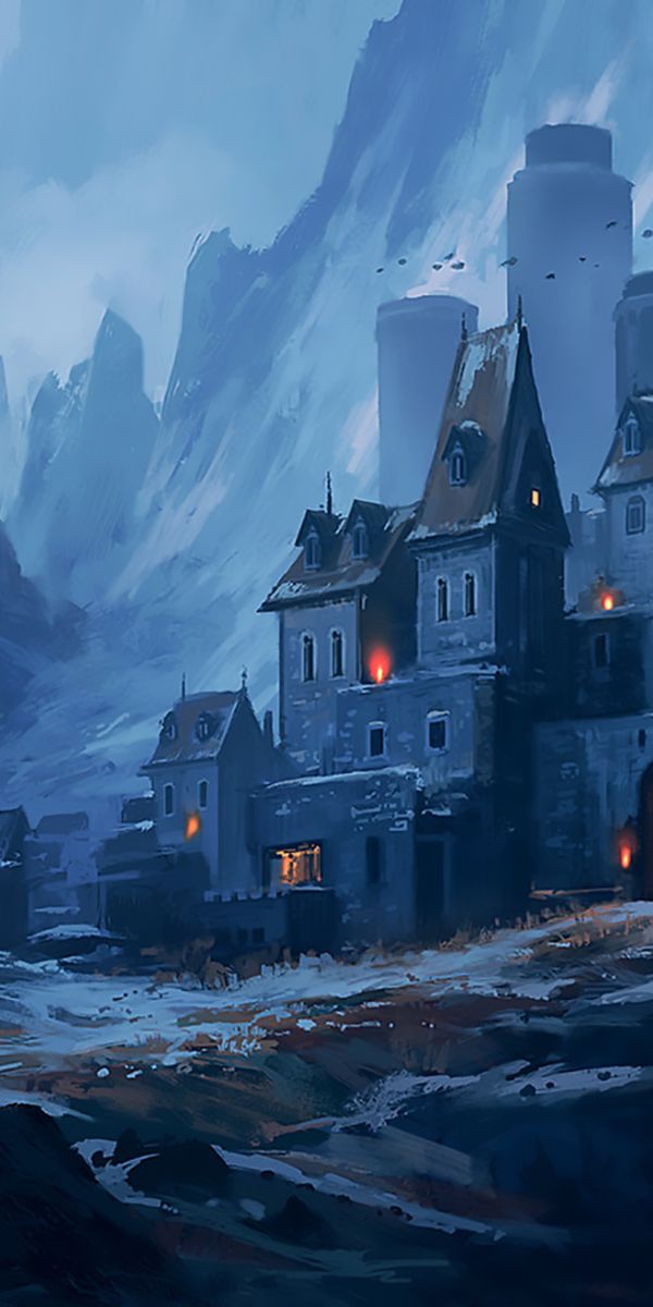 Phone wallpaper: Fantasy, Castle, Fog, Mountain, Snow, Castles 420577