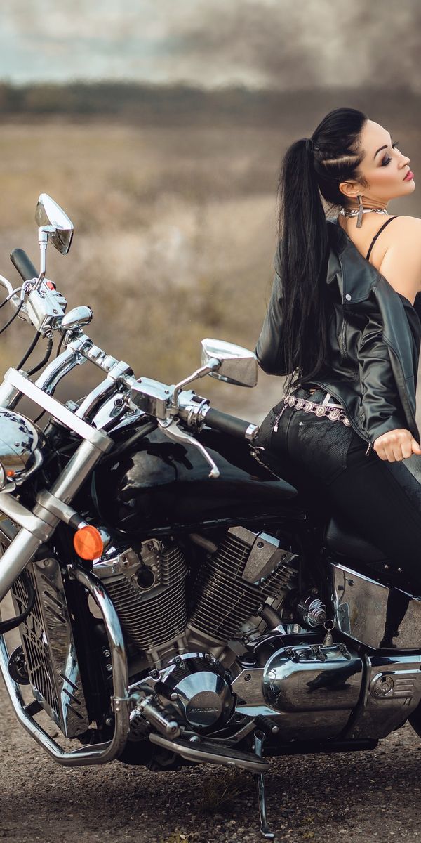Desktop wallpaper: Girls & Motorcycles, Women, Black Hair, Long Hair ...