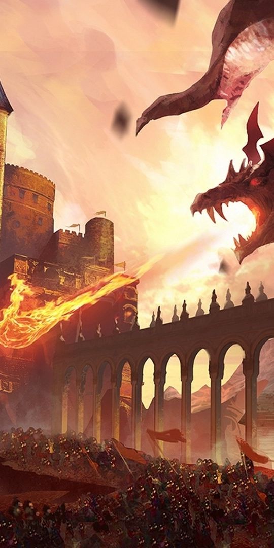 Phone wallpaper: Fantasy, Dragon, Army, Castle, Siege, War, Wyvern 643970