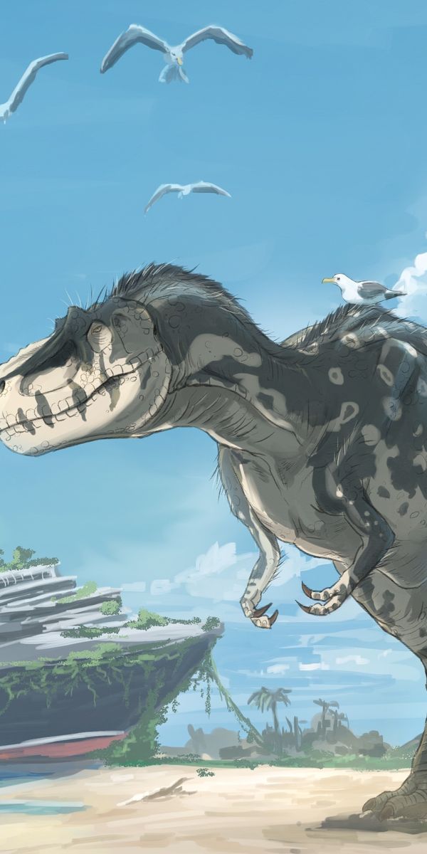 Desktop wallpaper: Anime, Original, Beach, Cruise Ship, Dinosaur ...
