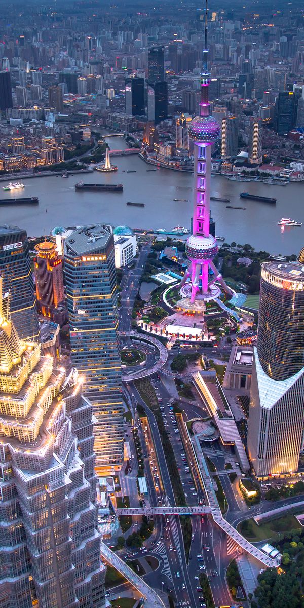 Phone wallpaper: Shanghai, Evening, Cityscape, China, Man Made ...