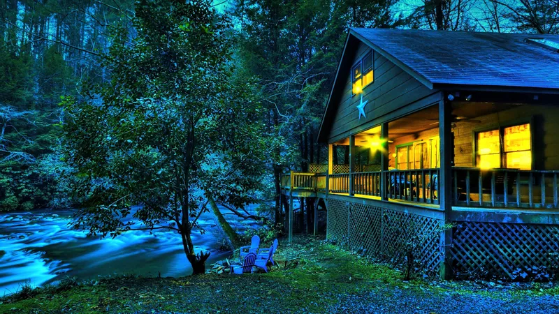 Desktop wallpaper: River, Hdr, House, Man Made, Dusk, Light, Porch ...
