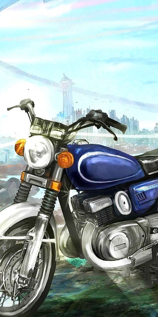 Desktop wallpaper: Anime, Girl, Blue Eyes, Long Hair, Motorcycle 4K ...
