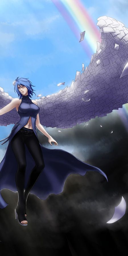 HD Konan from Naruto with Rainbow Wings - Phone Wallpaper