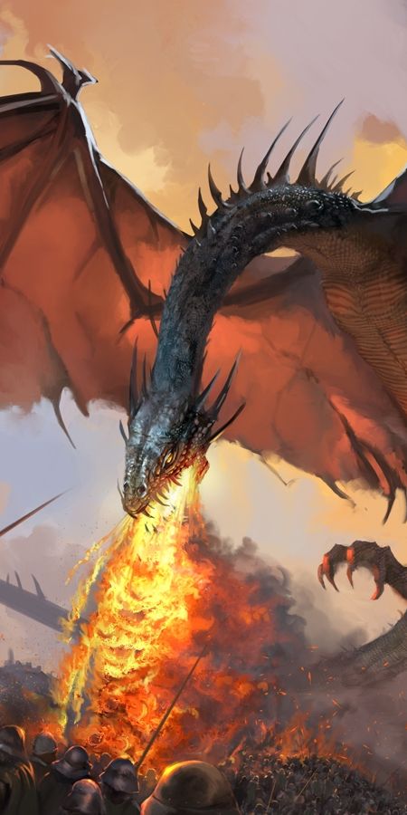 Phone wallpaper: Wyvern, Fire, Fantasy, Dragon, Army 663122