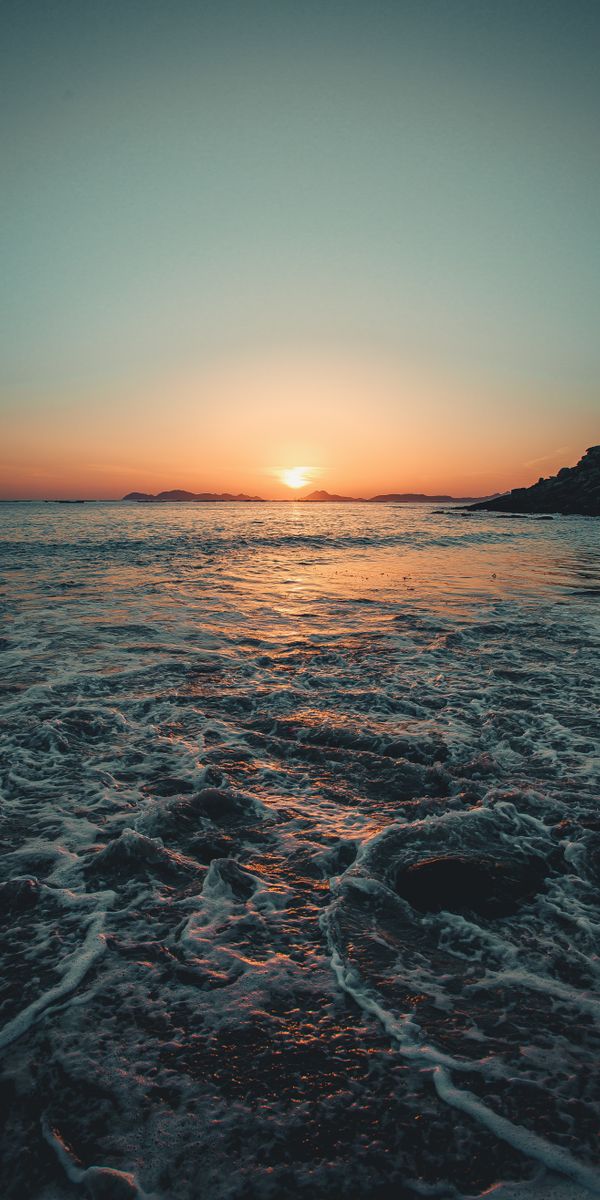 Phone wallpaper: Nature, Sunset, Sea, Twilight, Waves, Dusk 114309