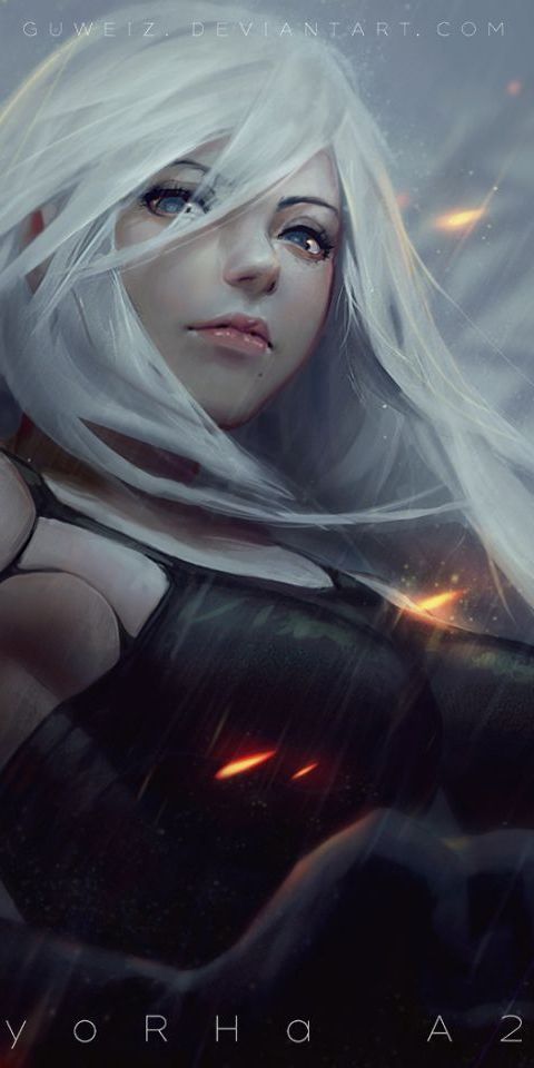 Phone wallpaper: Nier: Automata, Video Game, White Hair, Long Hair ...