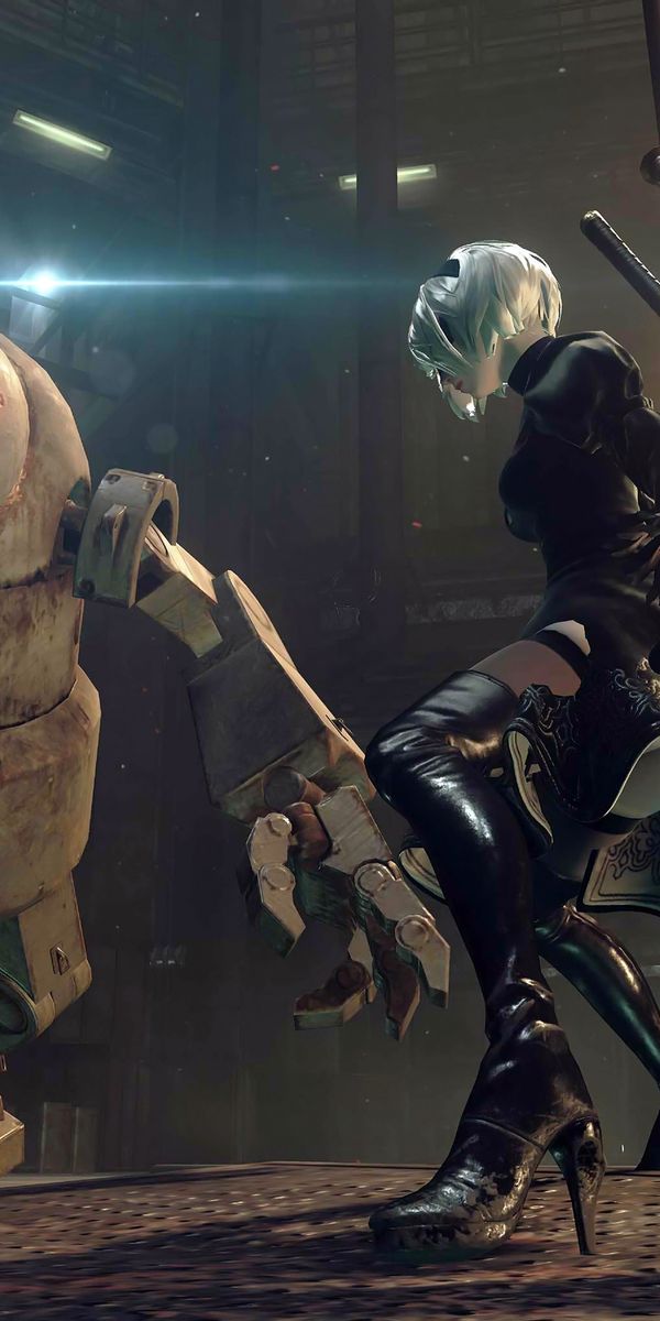 Phone wallpaper: Nier: Automata, Yorha No 2 Type B, High Heels, Red ...