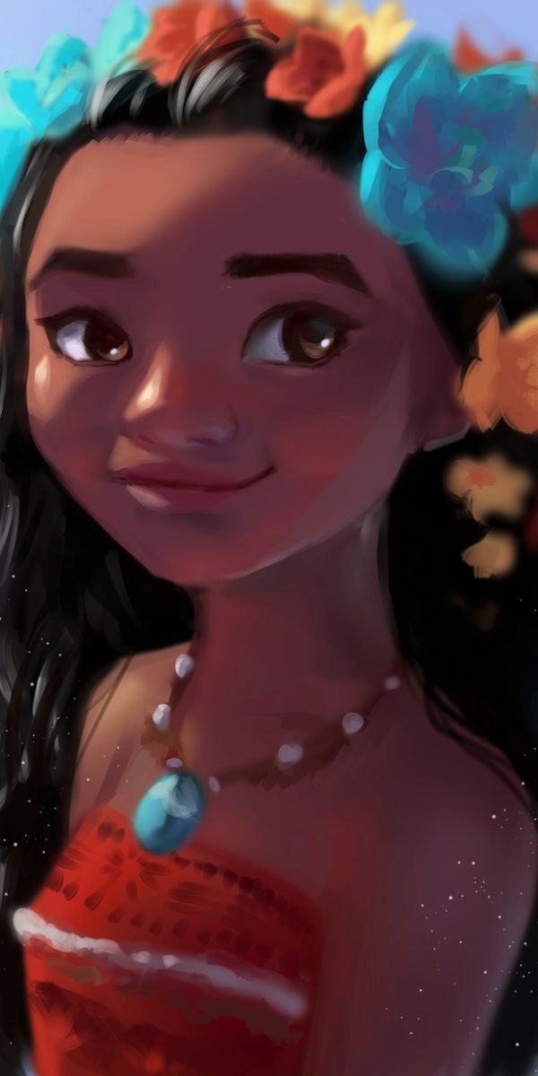 Phone wallpaper: Movie, Moana, Face, Brown Eyes, Flower, Black Hair ...