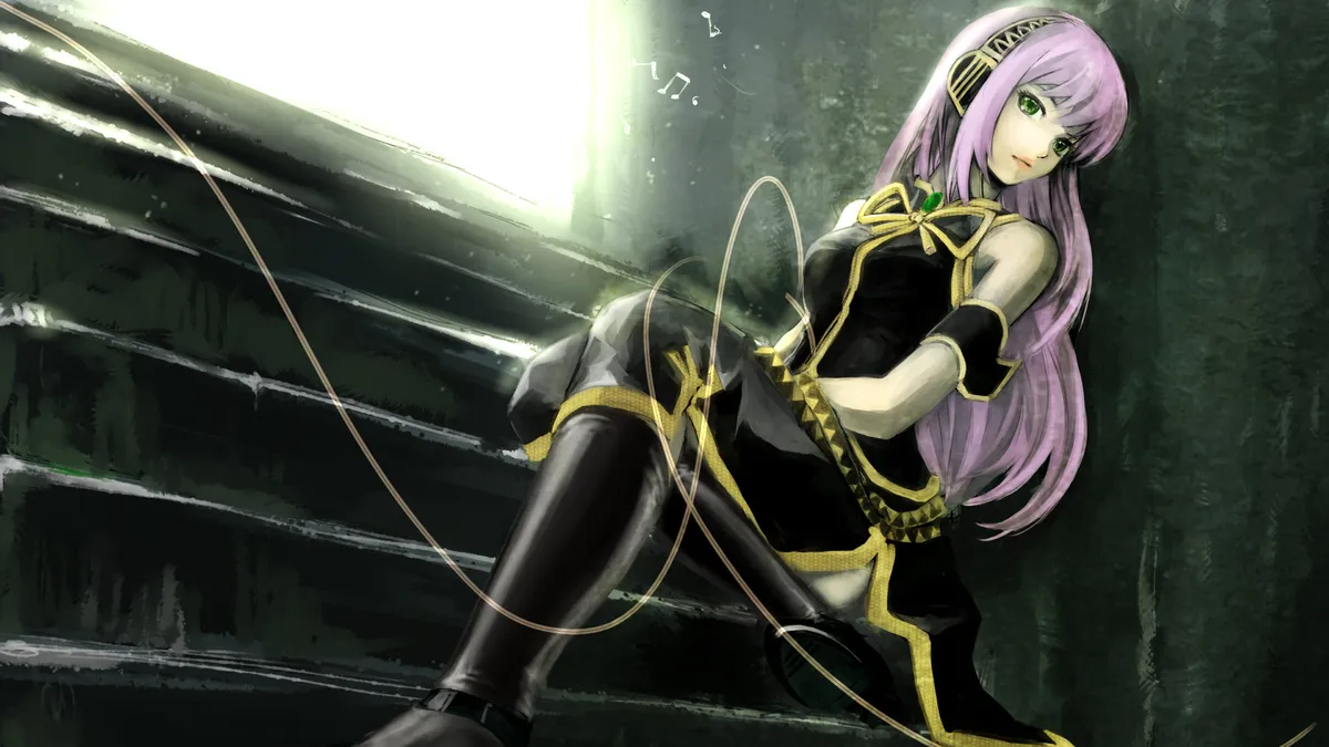 Desktop wallpaper: Anime, Vocaloid, Black Dress, Green Eyes, Long Hair ...