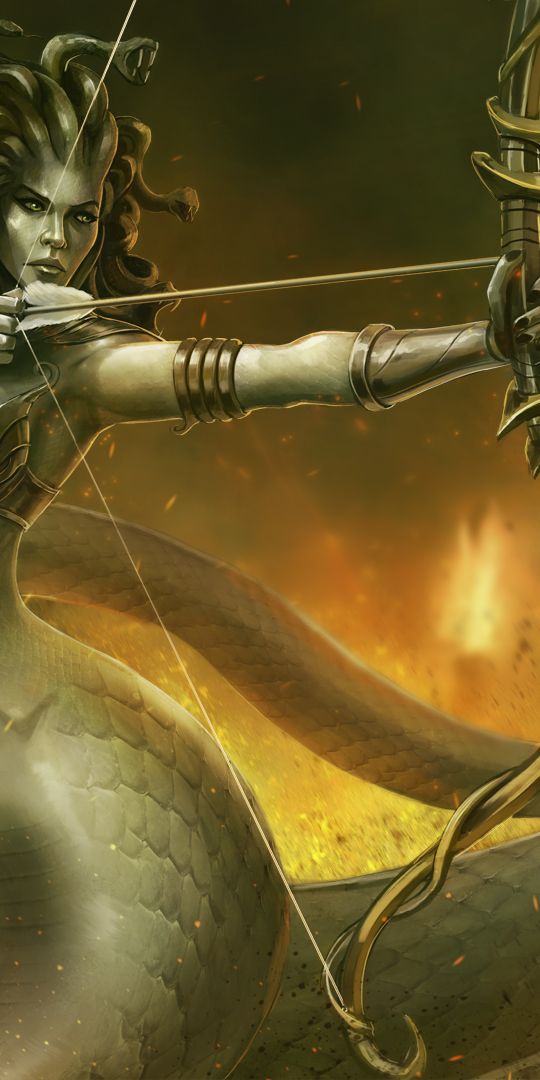 Phone wallpaper: Medusa, Fantasy, Arrow, Bow, Creature, Snake 736871