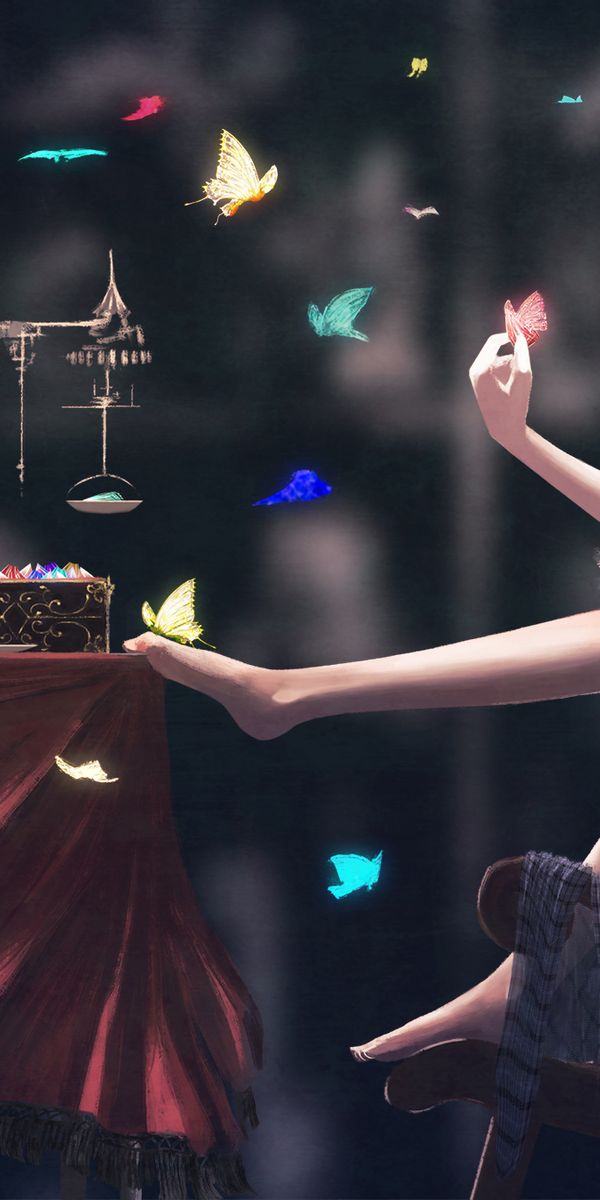 Phone wallpaper: Anime, Original, Butterfly, Gothic 794124