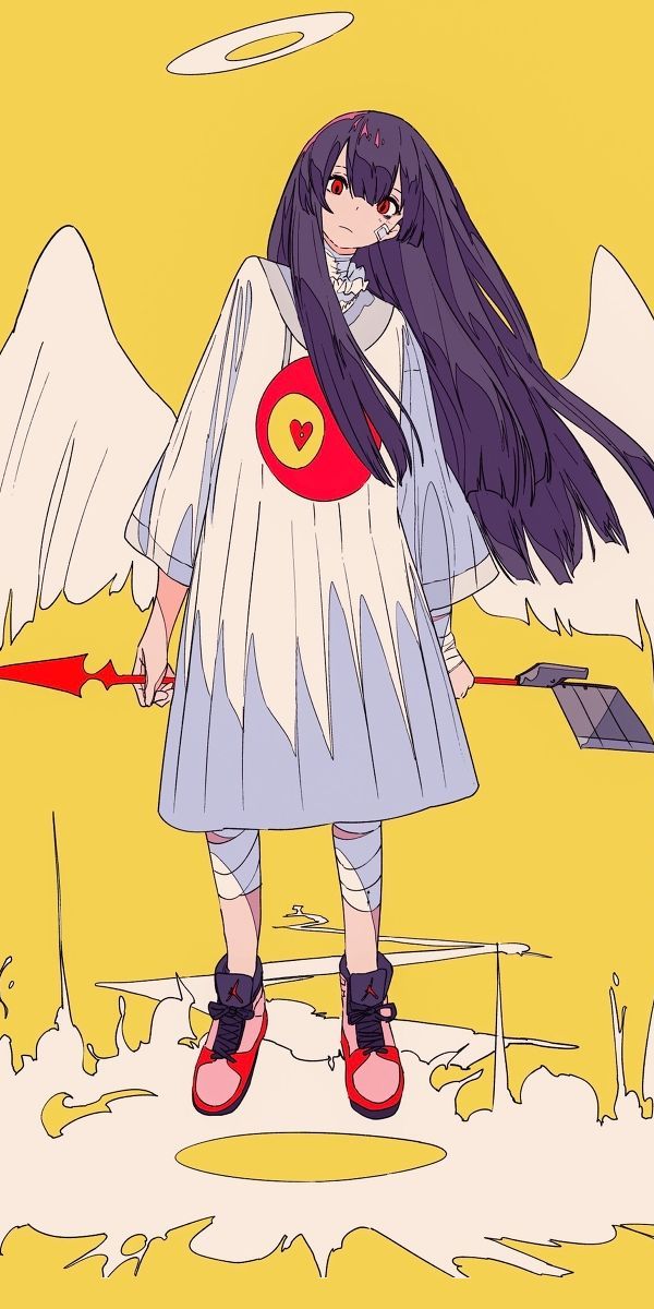 Desktop Wallpaper Anime Angel Black Hair Long Hair 4k Free Download For Pc 970298