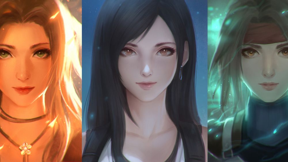 Final Fantasy VII Remake Characters: Jessie, Aerith, and Tifa