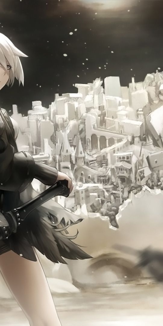 Phone wallpaper: Anime, Original, Feather, Short Hair, Sword, White ...