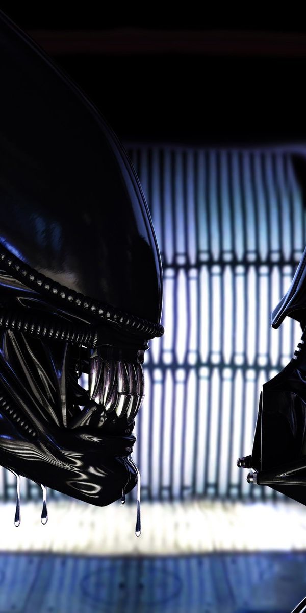 Phone wallpaper: Alien, Xenomorph, Movie, Crossover, Darth Vader, Star ...