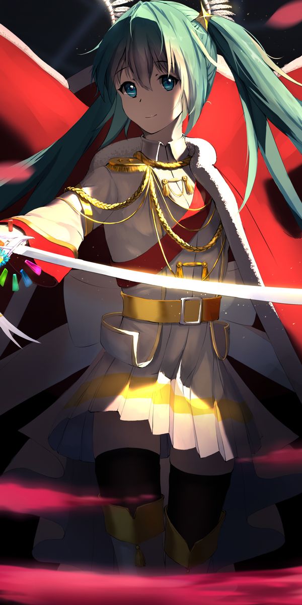 Phone wallpaper: Anime, Vocaloid, Hatsune Miku, Sword, Long Hair, Blue ...