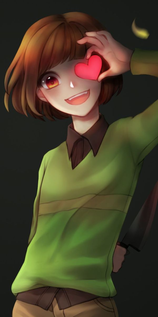 Phone wallpaper: Undertale, Video Game, Smile, Heart, Chara (Undertale ...