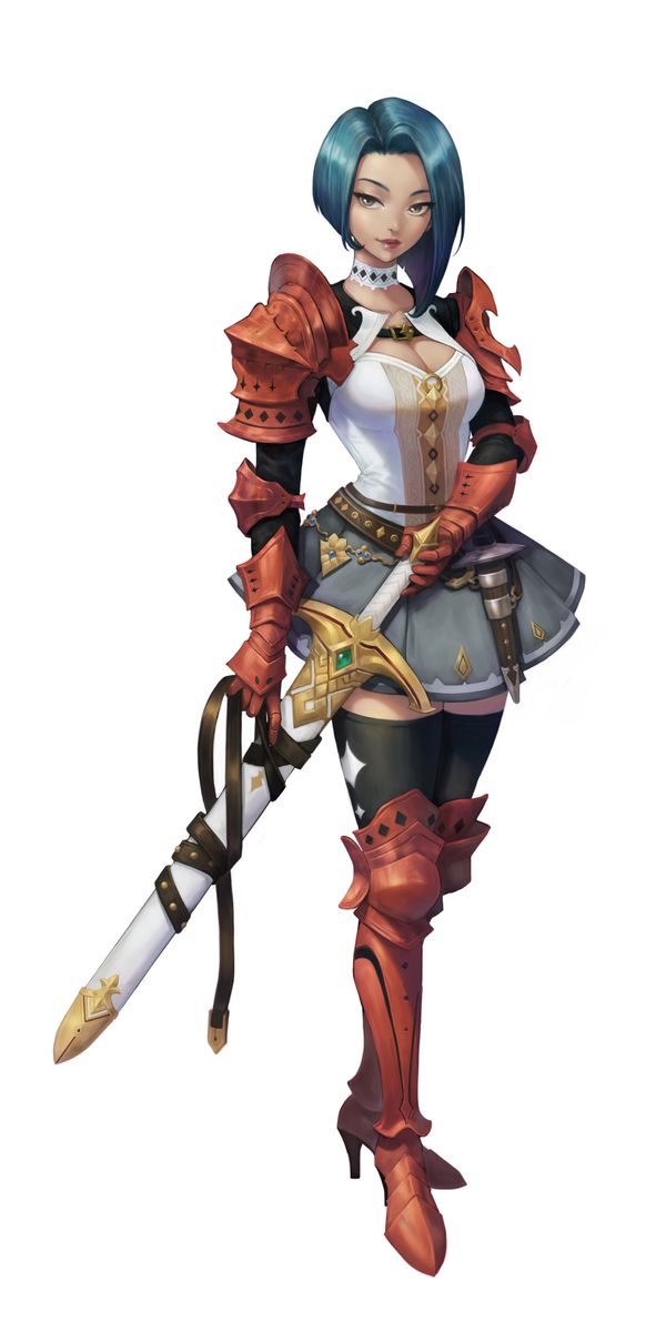 Phone wallpaper: Fantasy, Women Warrior, Blue Hair, Short Hair, Sword ...
