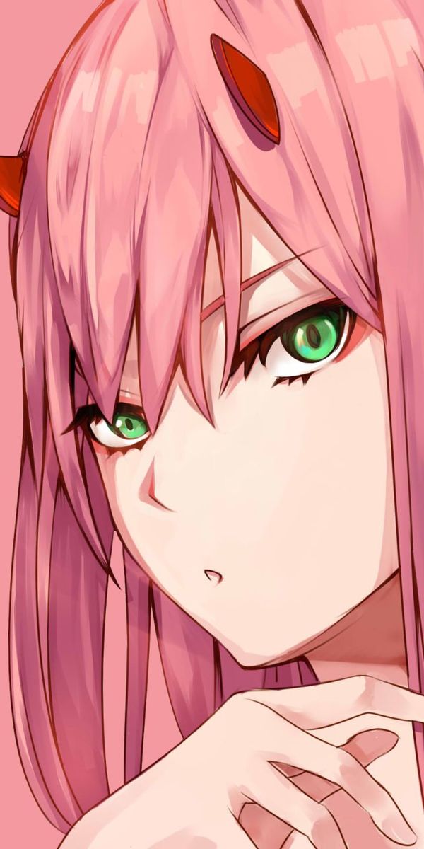 Phone wallpaper: Anime, Darling In The Franxx, Pink Hair, Face, Green ...