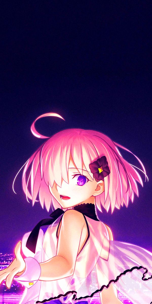 Phone wallpaper: Anime, Fate/grand Order, Pink Hair, Purple Eyes, Mashu ...