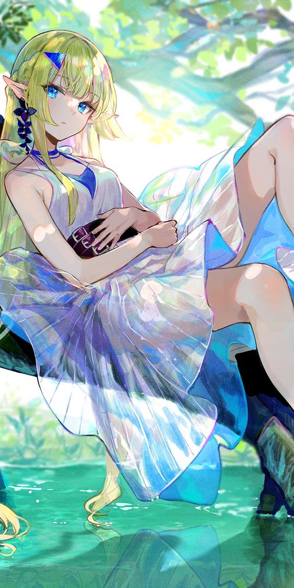HD Desktop-Wallpaper: Animes, Mädchen, Barfuß, Blondinen, Blaue Augen ...