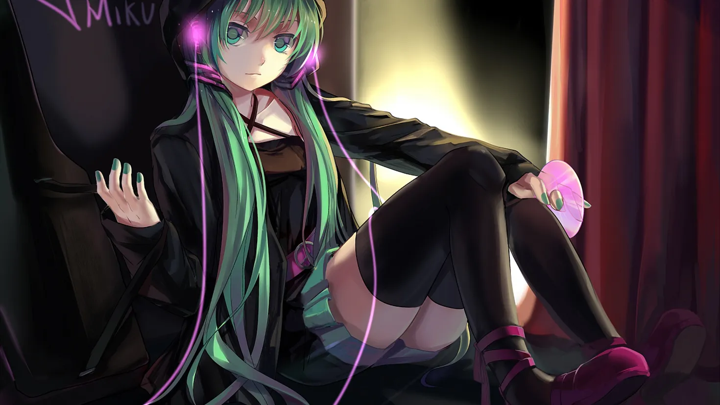 Fondo de pantalla de PC Hatsune Miku, Animado, Muslos Altos, Pelo Largo ...