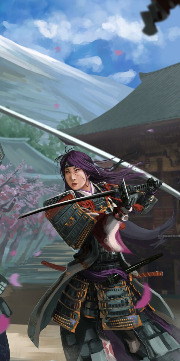 Phone wallpaper: Fantasy, Samurai, Armor, Katana, Woman Warrior 1420379