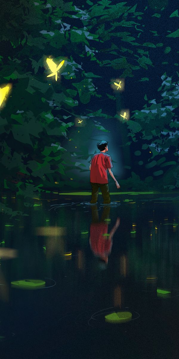 Phone wallpaper: Art, Butterflies, Human, Person, Water, Reflection 143068