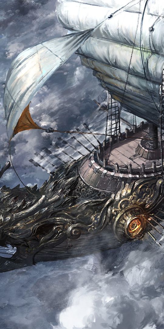 Phone wallpaper: Sci Fi, Steampunk, Cloud, Ship 894448