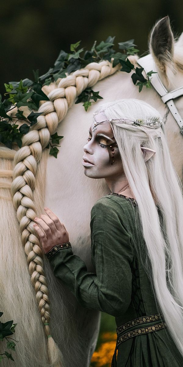 Phone wallpaper: Women, Cosplay, Braid, Elf, Horse, Long Hair, Model ...