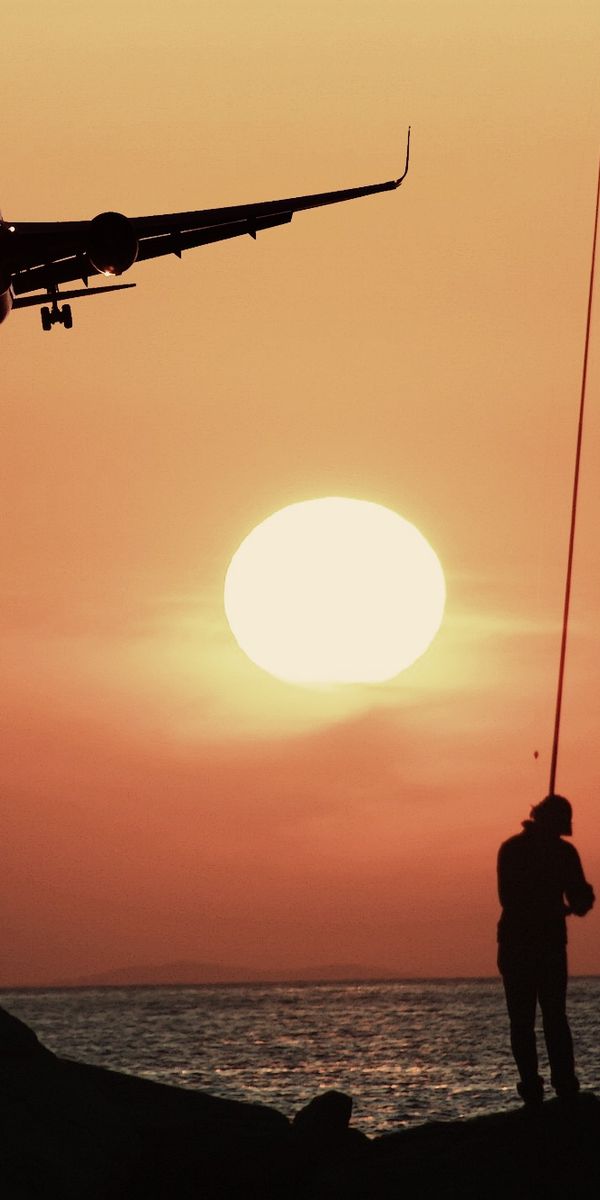 Phone wallpaper: Sport, Silhouette, Evening, Fishing, Photography ...