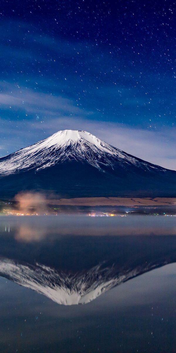 Desktop wallpaper: Mount Fuji, Night, Reflection, Earth, Nature ...