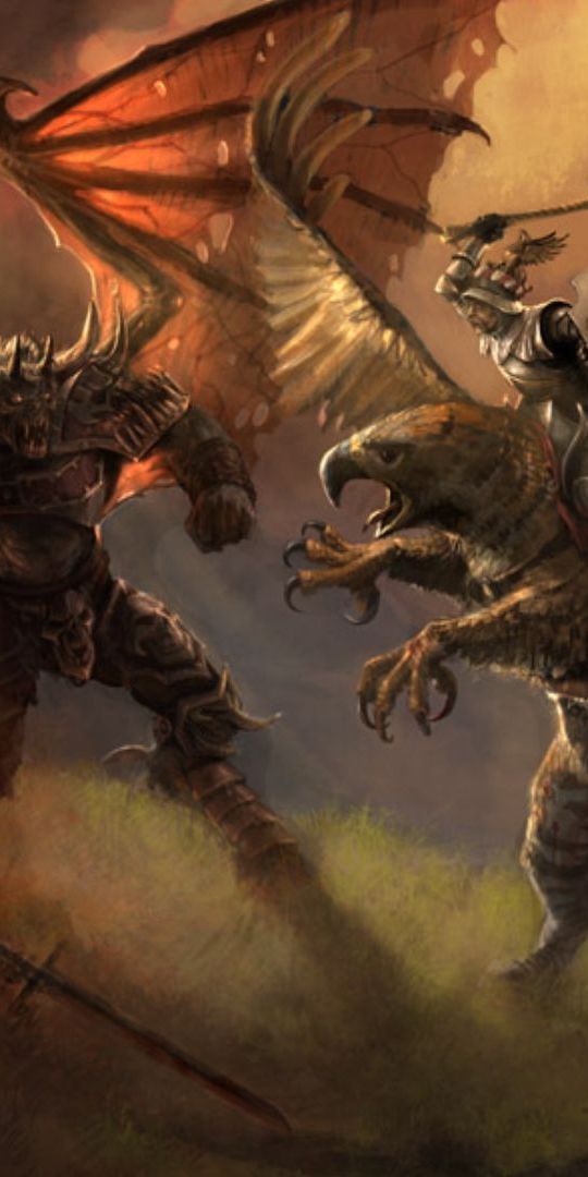 Desktop wallpaper: Fantasy, Battle, Demon, Griffin 4K free download for ...