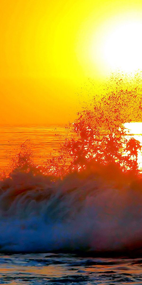 Fond d'écran HD: Mer, Coucher De Soleil, Vague, Terre/nature, Horizon ...