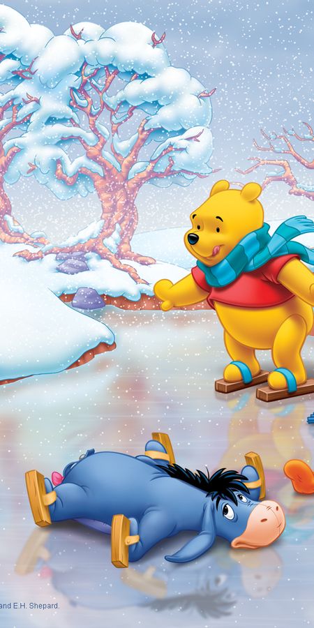 Phone wallpaper: Winter, Winnie The Pooh, Pictures, Snow, Ice, Cartoon ...