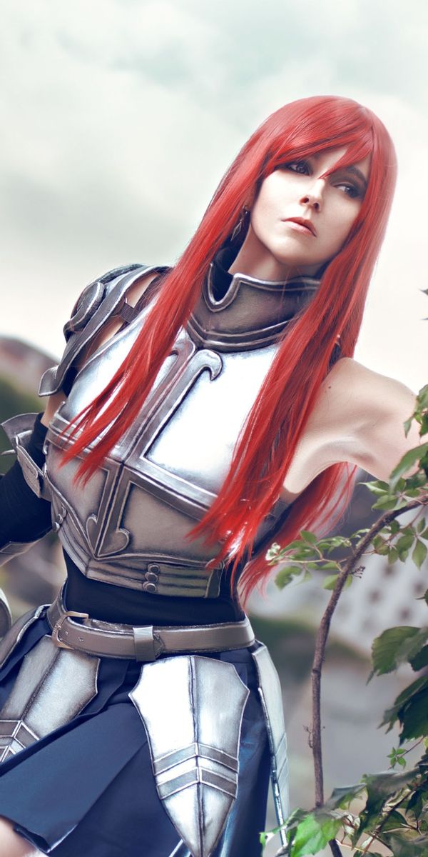 Phone wallpaper: Women, Cosplay, Armor, Erza Scarlet, Red Hair, Fairy ...