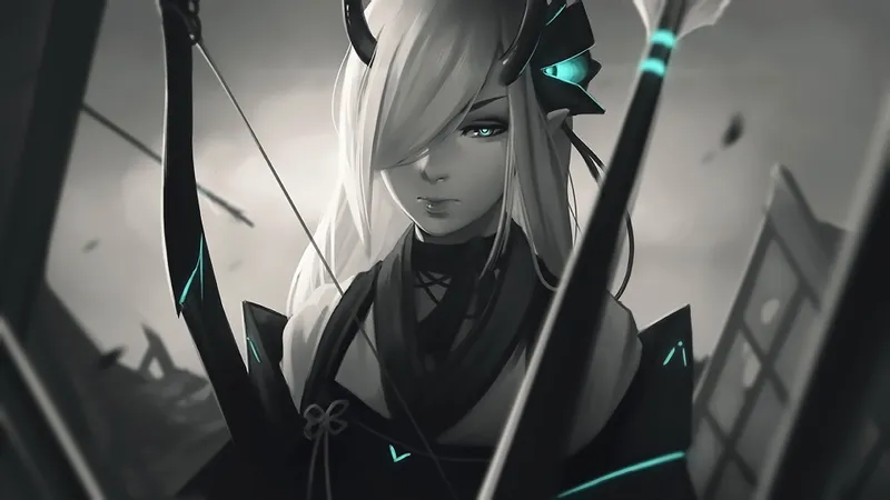 Desktop wallpaper: Anime, Original, Archer, Arrow, Blue Eyes, Bow ...