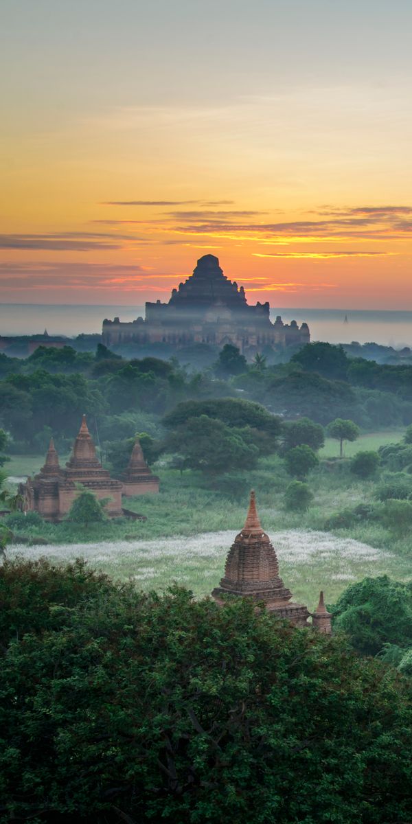 Phone wallpaper: Myanmar, Temple, Religious, Fog, Landscape, Temples ...