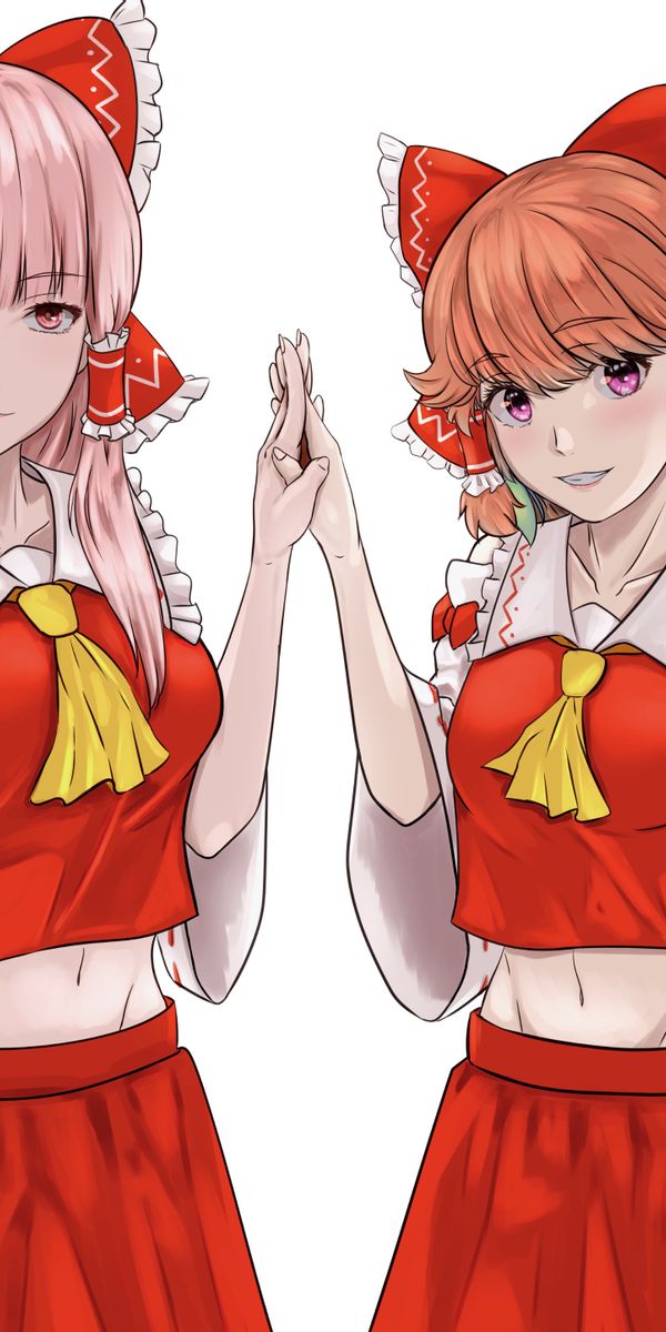 Phone wallpaper: Anime, Crossover, Hololive, Mori Calliope, Reimu ...
