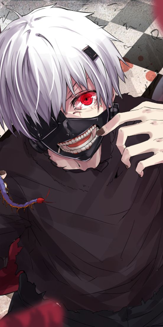 Phone wallpaper: Ken Kaneki, White Hair, Anime, Tokyo Ghoul, Teeth ...