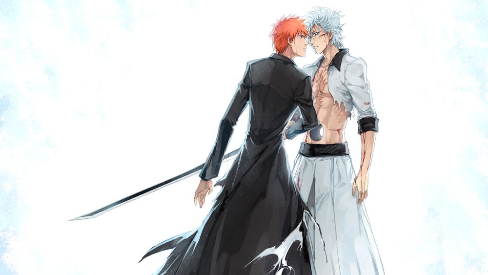 Fond d'écran HD: Bleach, Arme, Sang, Yeux Bleus, Animé, Cheveux Bleus ...