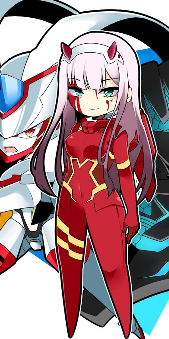Phone wallpaper: Anime, Darling In The Franxx, Blood, Chibi, Green Eyes ...