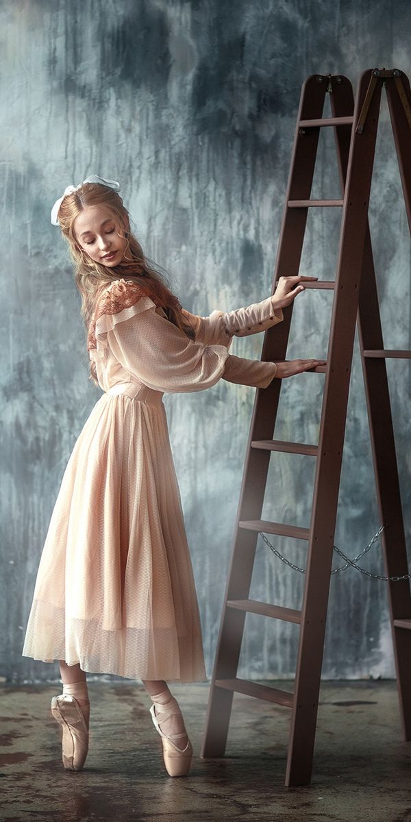 Phone wallpaper: Women, Mood, Ballerina, Blonde, Dress, Ladder 1006536